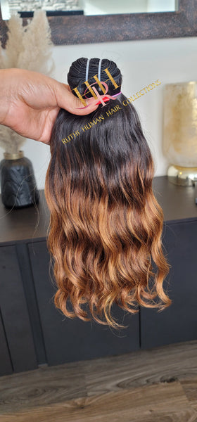 100% Raw Human hair cuticle intact Bundles, wavy Ombre colored – Ruthi ...